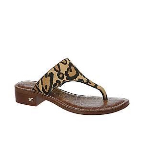 Sam Edelman | Shoes | Sam Edelman Jaynee Leopard Leather Thong Sandals ...